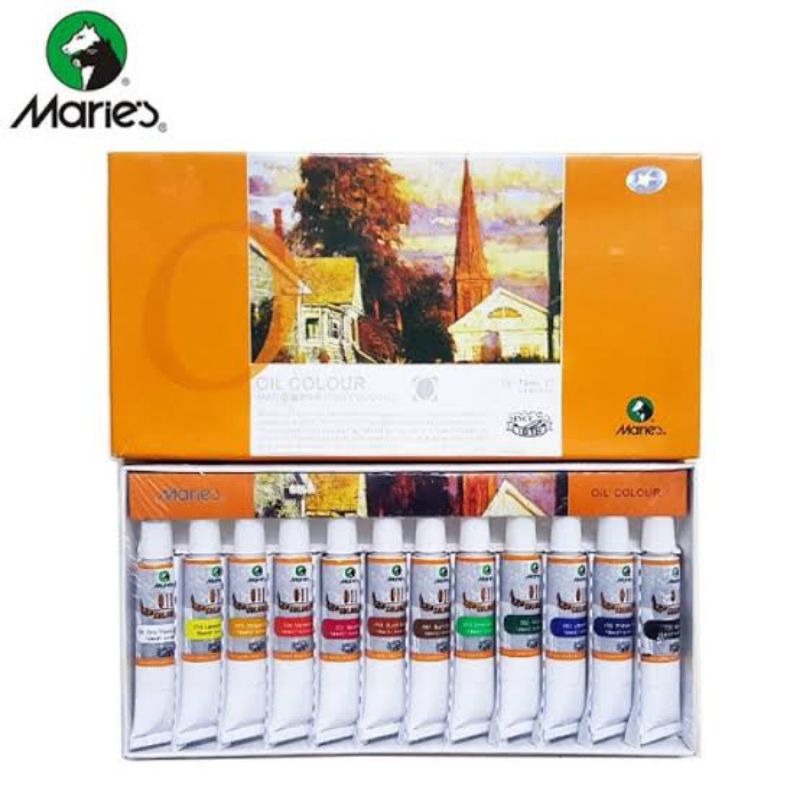 Jual MARIES OIL COLOR SET 12 WARNA CAT MINYAK | Shopee Indonesia