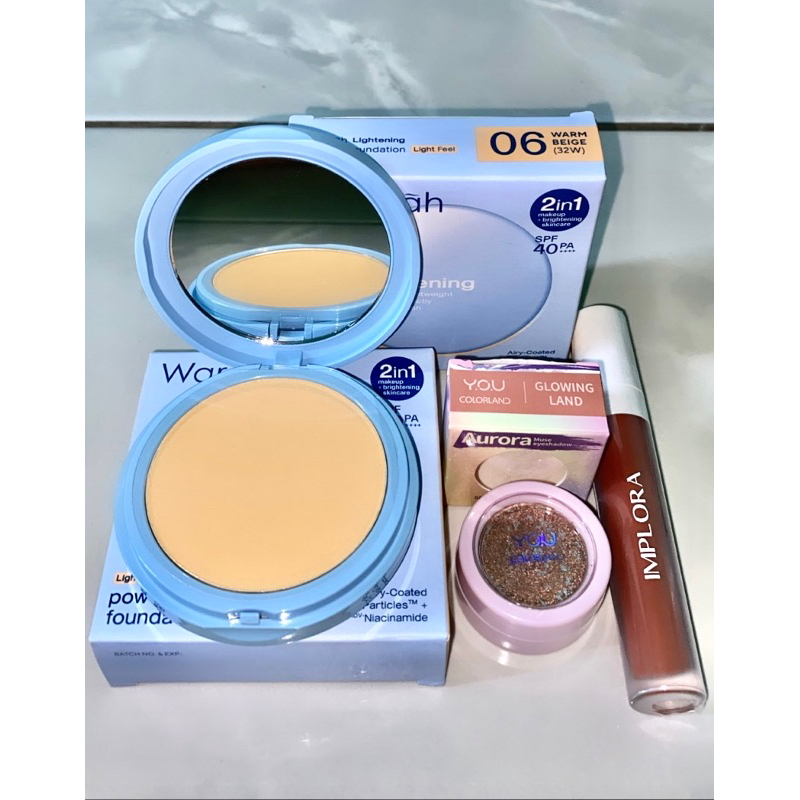 Jual Paket isi 3 (bedak wardah shade warm beige,eyeshadow you,lipcream ...