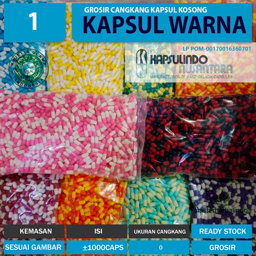 Jual cangkang kapsul kosong warna 1 isi 1000 caps | Shopee Indonesia