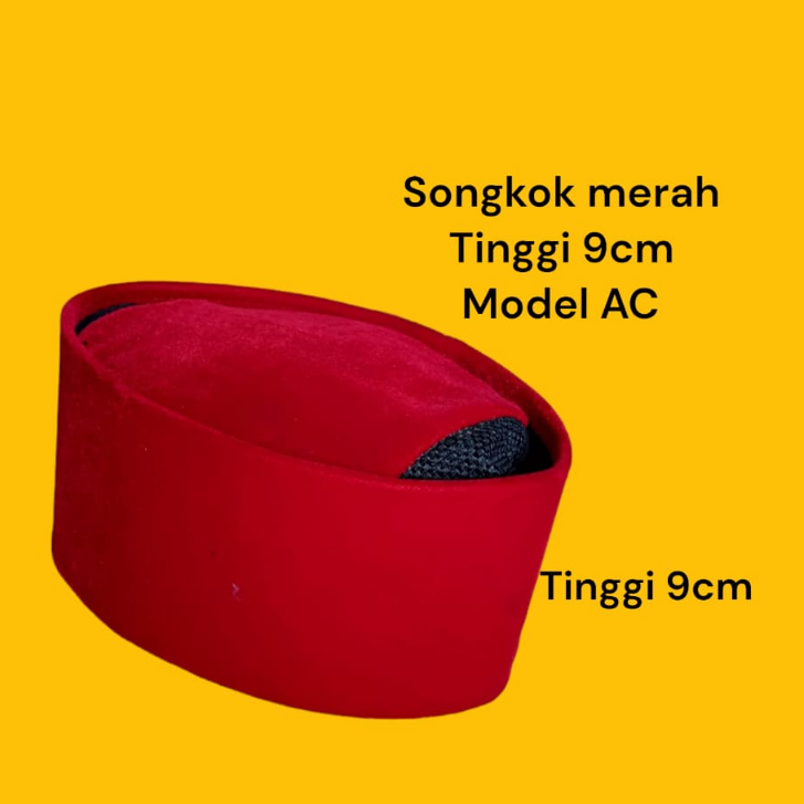 Jual Songkok Kopiah Peci Merah Model AC Tinggi 9cm Model Betawi Pitung ...