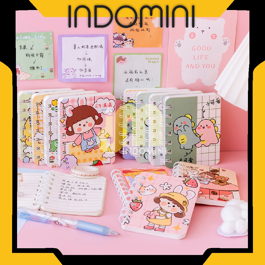 Jual INDOMINI Buku Catatan Kecil Notebook Ring Motif / Notebook Ring ...