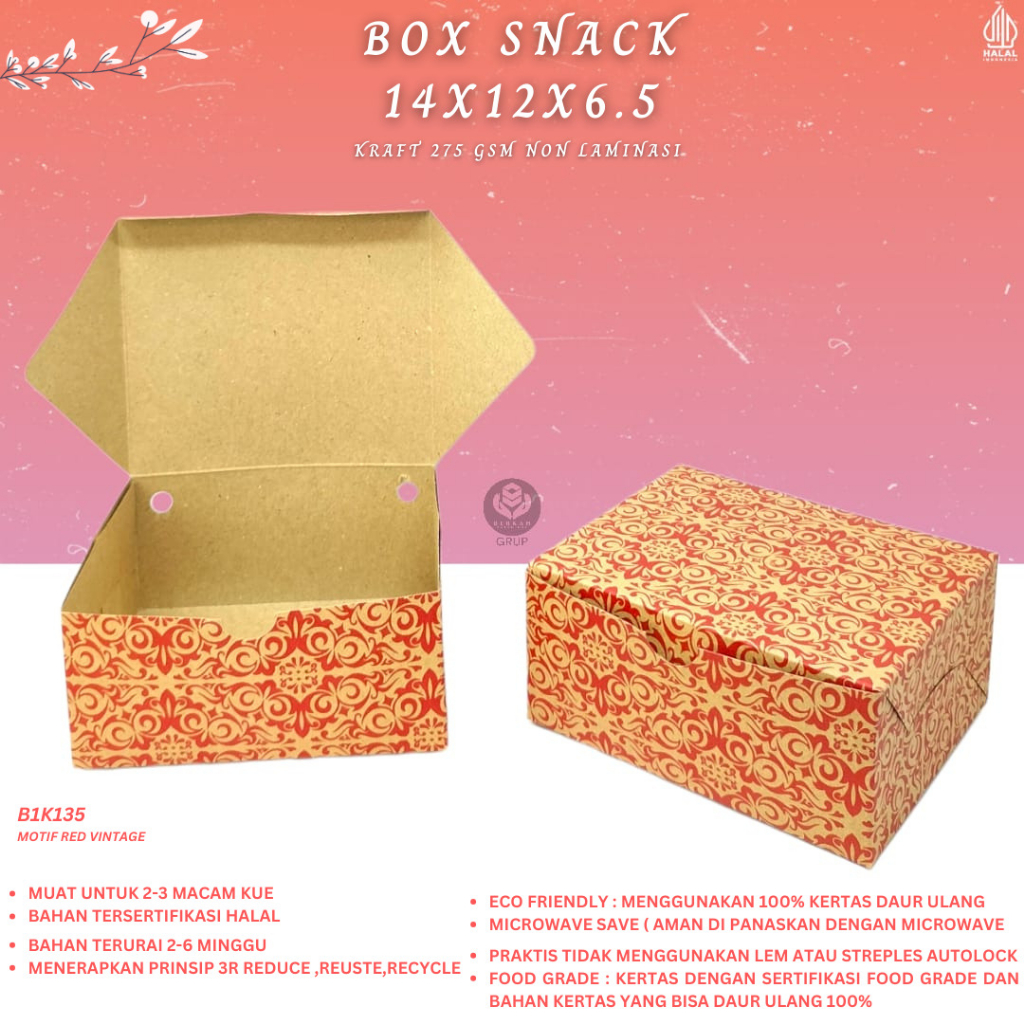 Jual Box Snack 12x14 Dus Kue Snack Box (B1K135-MERAH) | Shopee Indonesia
