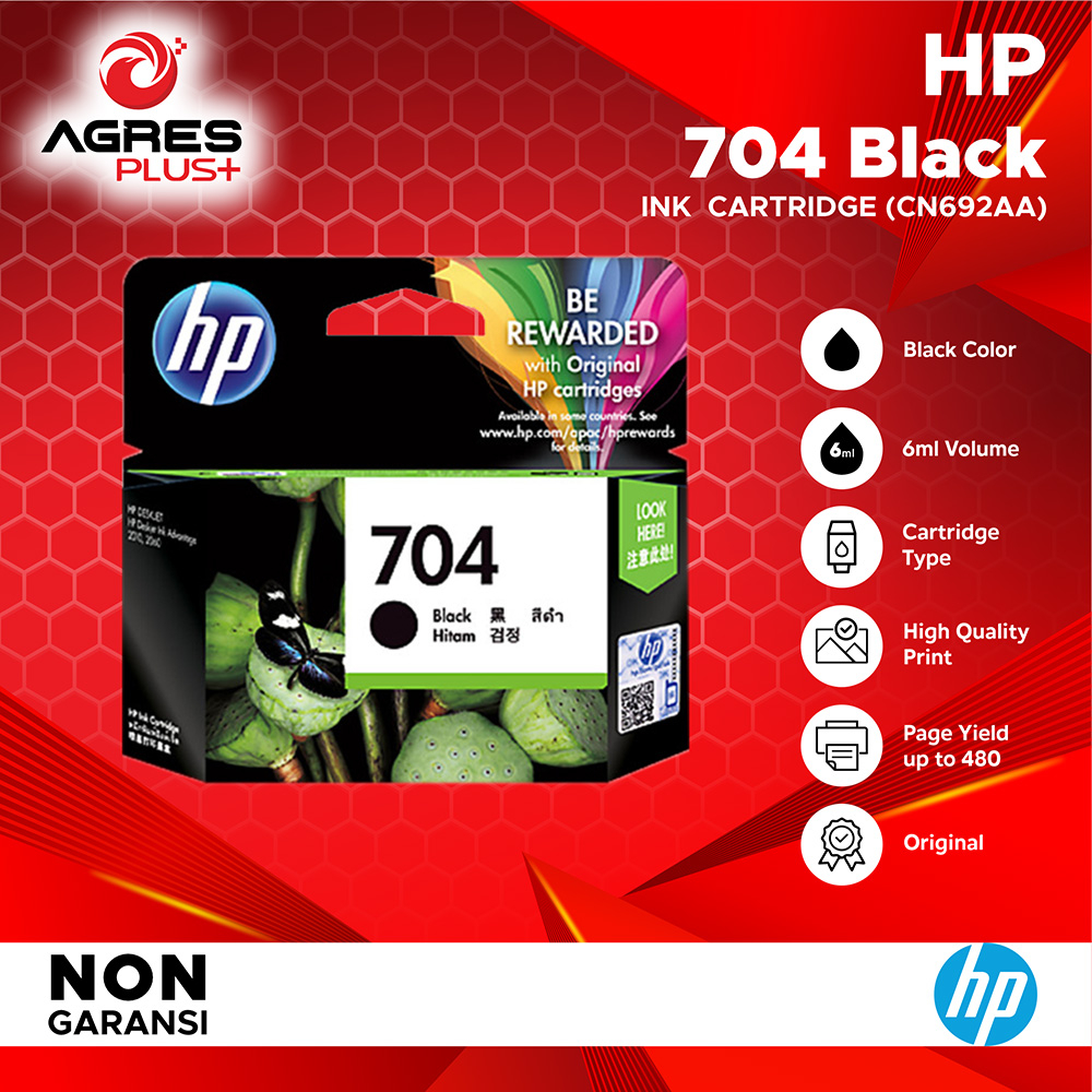 Jual HP 704 Black Tinta Printer Hitam Original Ink Advantage (CN692AA ...