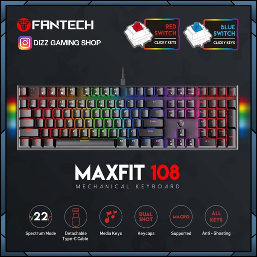 Jual Keyboard Fantech MAXFIT 108 mechanical ( red & blue switch ...