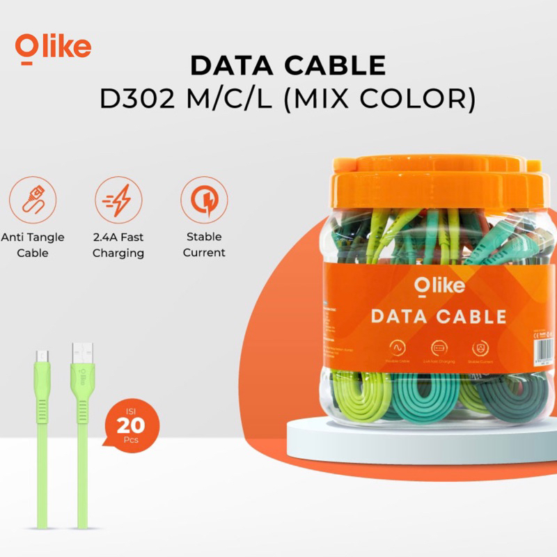 Jual Kabel Data OLIKE ( 20 PCS ) D302M / D302C / D302L Charger Fast ...