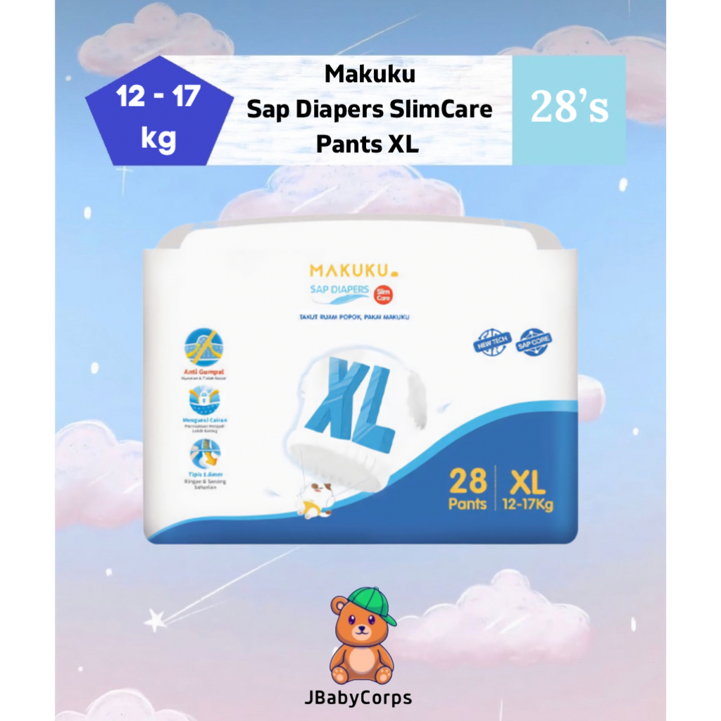 Jual MAKUKU SAP DIAPERS SLIM CARE PANTS XL28 XL 28 POPOK CELANA BAYI ...