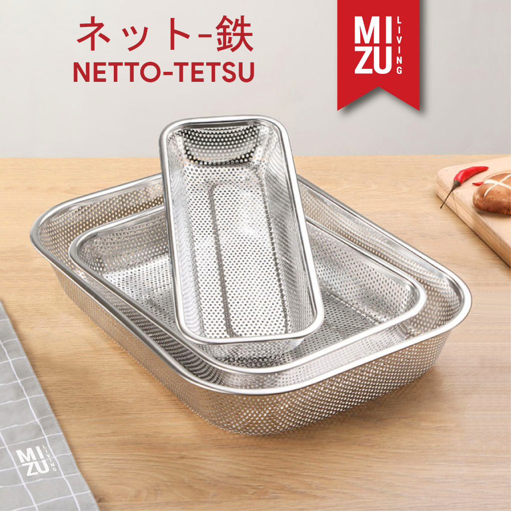 Jual MIZU NETTO-TETSU Keranjang Saringan Baskom Rectangle Colander ...