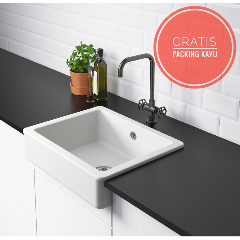 Jual Bak cuci piring keramik/kitchen sink keramik putih HAVSEN | Shopee ...