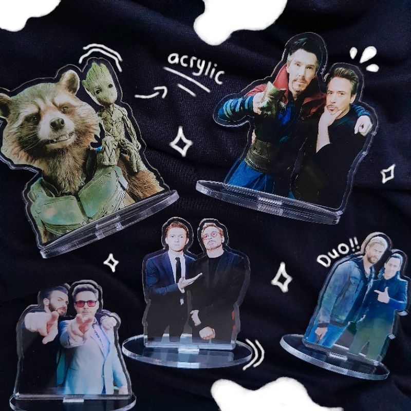 Jual Mini Acrylic Standee Duo Marvel, Thor Loki Groot Rocket Stephen ...