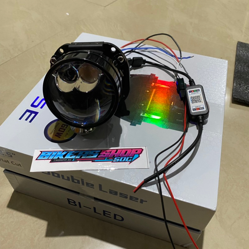 Jual lampu biled Aes turbo double laser 2,5inch 60watt set demon RGB ...