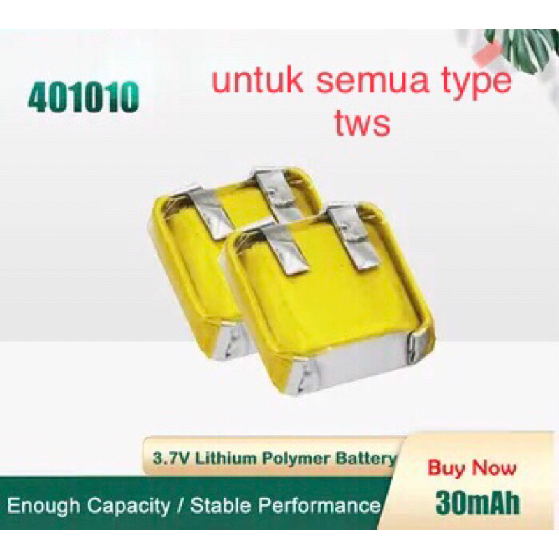 Jual baterai TWS Polymer lithium battery 401010 30mAh 3.7V | Shopee ...