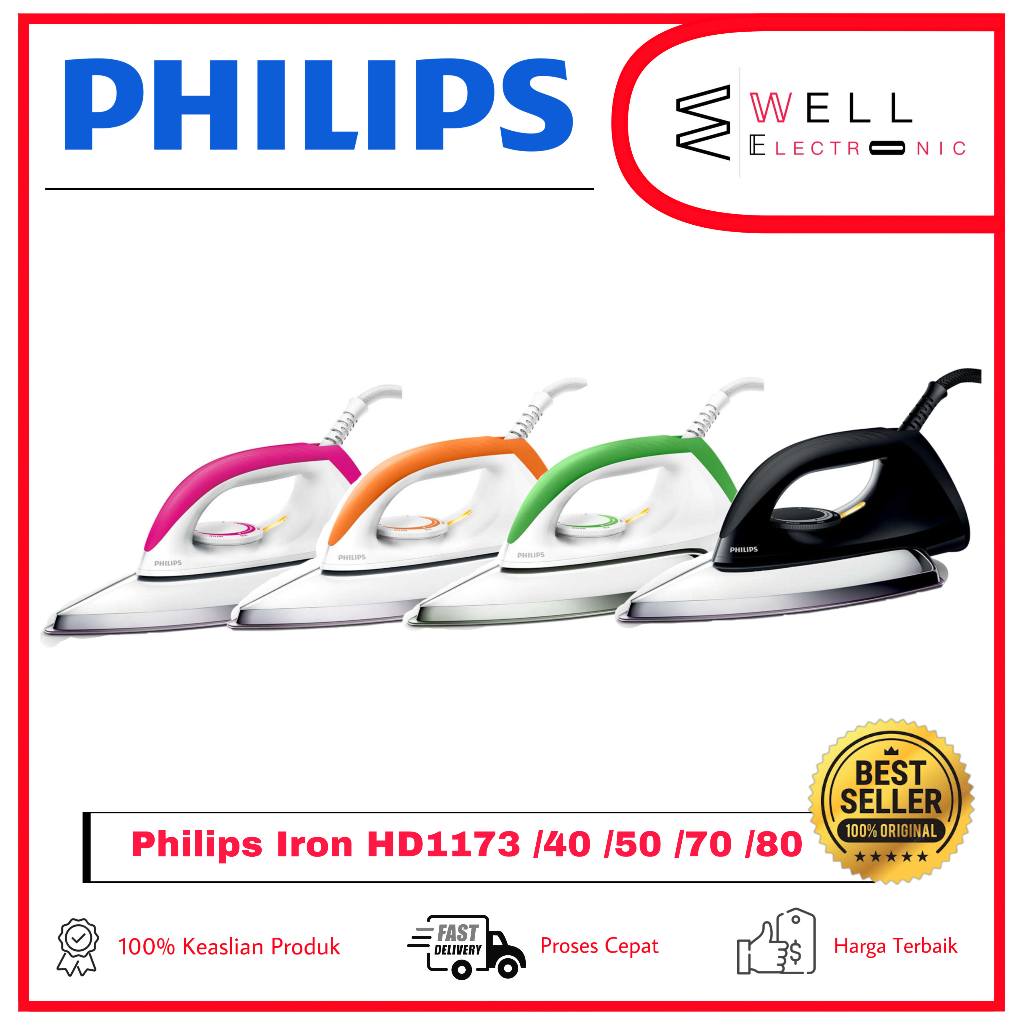 Jual PHILIPS HD1173/40 HD1173/50 HD1173/70 HD1173/80 Setrika Dry Iron ...