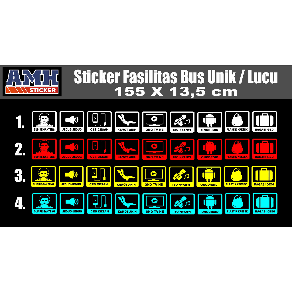 Jual Stiker Cutting Mobil Fasilitas Bis Bus Truck elf angkutan umum dll ...
