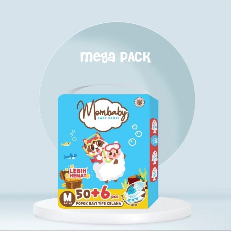 Jual Mombaby PANTS MEGA PACK Diaper Popok || S54+6 M50+6 L42+6 XL36+6 ...