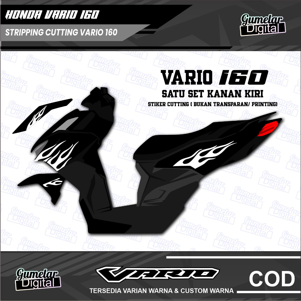 Jual CUTTING STIKER STRIPING VARIO 160 DESIGN API HOT WHEELS | Shopee ...