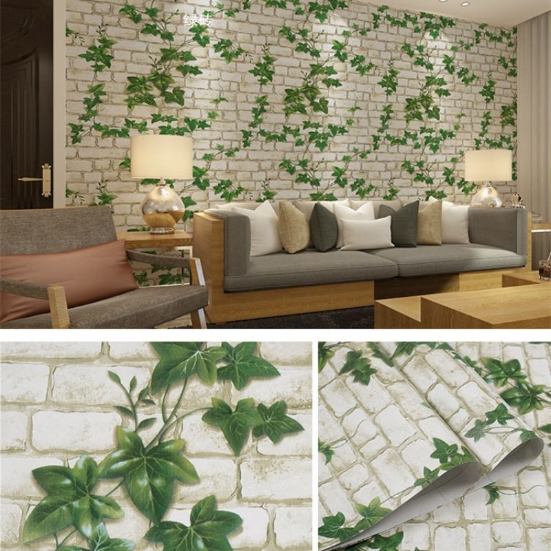 Jual Wallpaper Sticker Dinding Batu Bata Putih Daun Rambat | Shopee ...