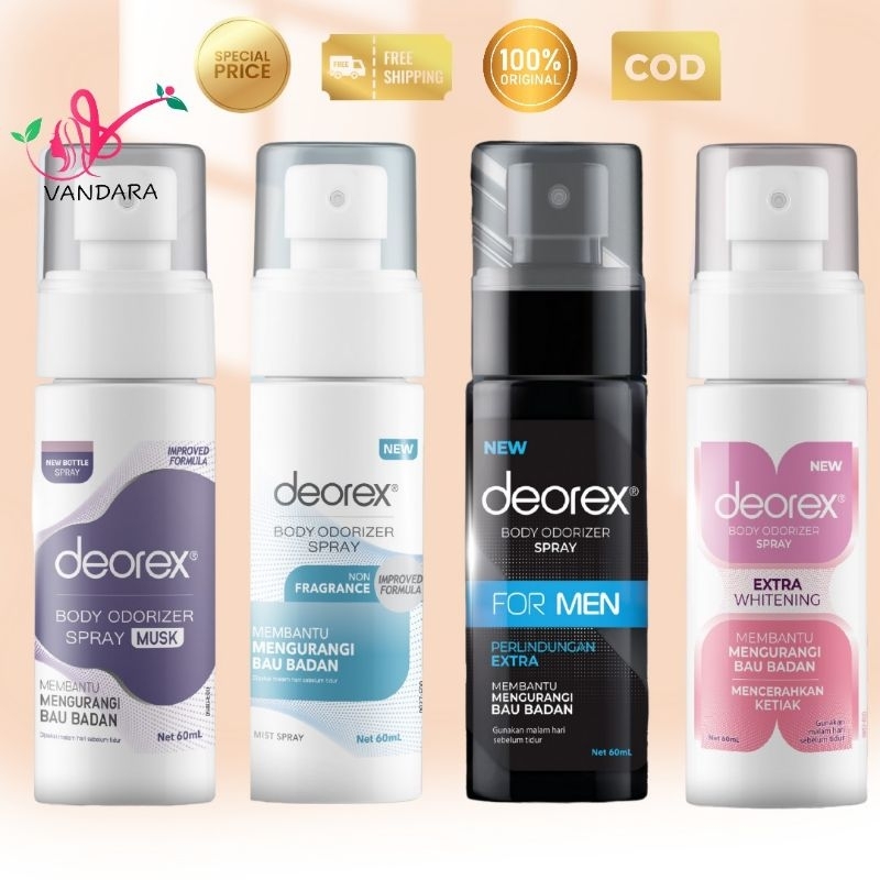 Jual Deorex Body Odorizer Spray 60ml Extra Whitening / For Men / Musk ...