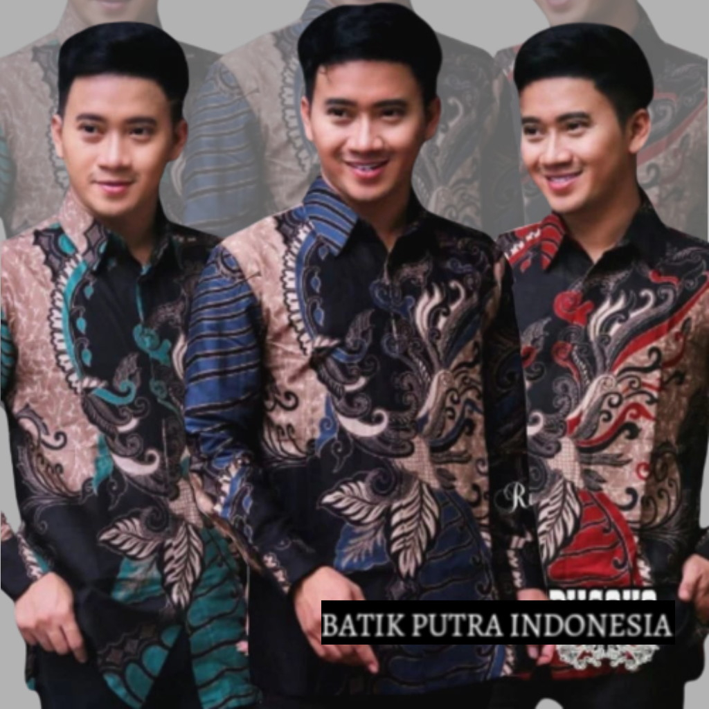 Jual BAJU BATIK PRIA LENGAN PANJANG KEMEJA KERJA BATIK KANTOR BATIK PUTRA INDONESIA MOTIF ...