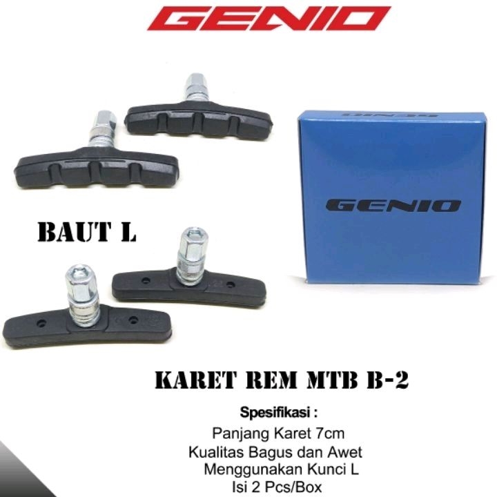 Jual Karet rem sepeda GENIO baut L rem v-brake anak, BMX, MTB ISI 2 PCS ...