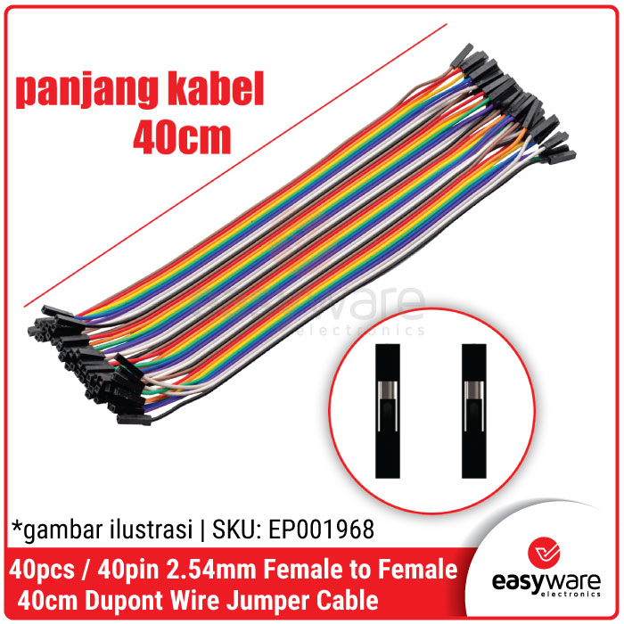 Jual 40cm Kabel Jumper Arduino Dupont Cable 40cm isi 40pcs 2.54mm ...