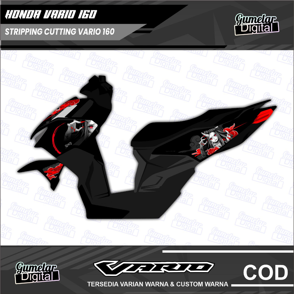 Jual STRIPING SIMPEL HONDA VARIO 160 NEZUKO DEMON MODE SUDAH DI CUTTING ...