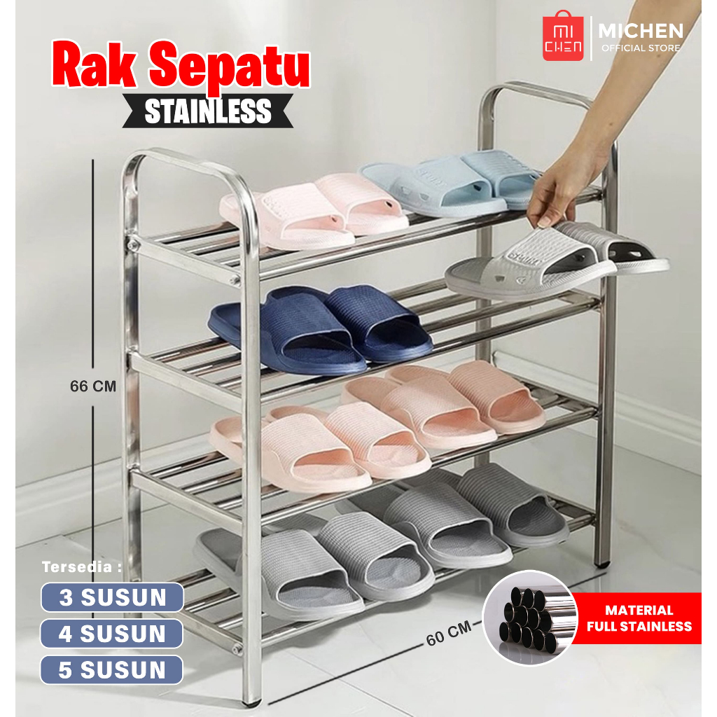 Jual Rak Sepatu & Sendal Stainless Steel Rak Serbaguna Rak Susun Bahan ...