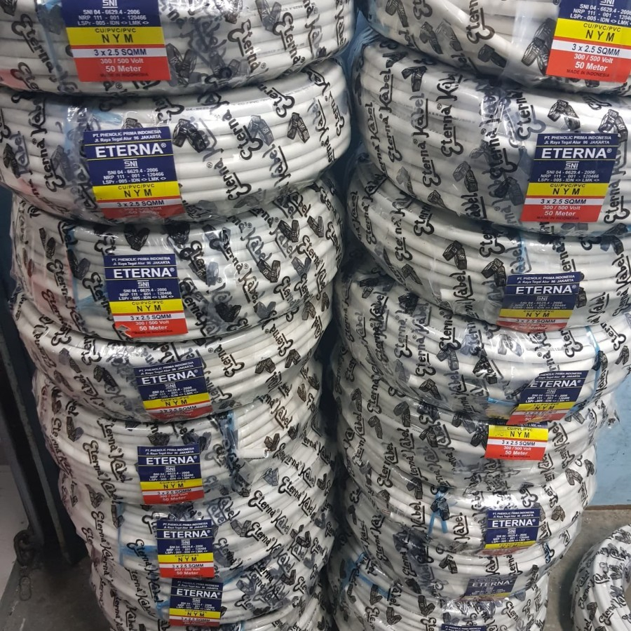 Jual KABEL LISTRIK NYM ETERNA 3X2.5MM 3X2,5 MM TUNGGAL HARGA PER 1ROLL 50M | Shopee Indonesia