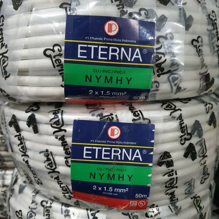 Jual KABEL LISTRIK NYMHY NYYHY ETERNA 2X1.5 2X1,5 MM SERABUT PER ROLL 50M | Shopee Indonesia