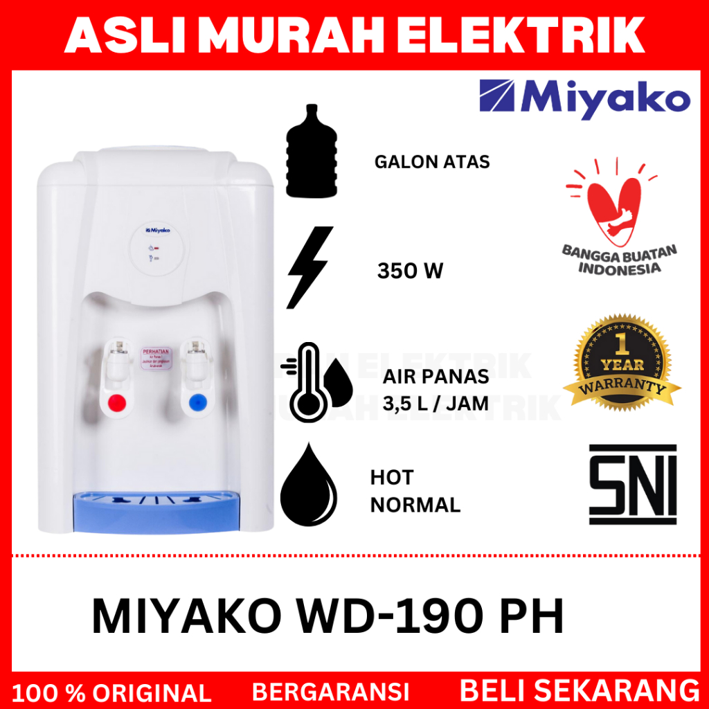 Jual Dispenser Galon Atas Miyako WD-190 H//Dispenser Miyako Hot ...