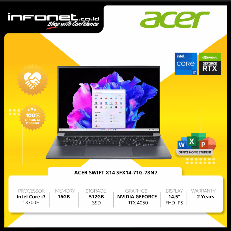 Jual ACER SWIFT X14 SFX14-71G-78N7 EVO i7 13700H 16GB 512GB RTX4050 6GB ...