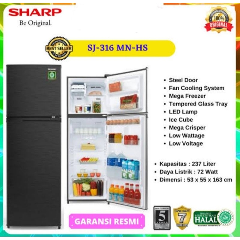 Jual KULKAS SHARP 2 PINTU SJ-316MNHS SHARP 2PINTU | Shopee Indonesia