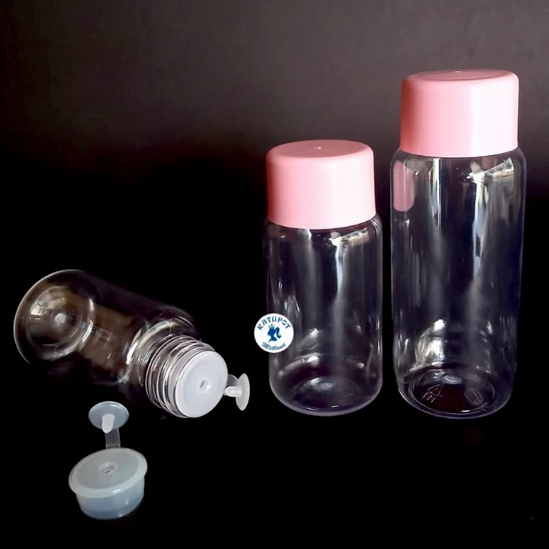 Jual botol 70 ml plastik bening TL klem kancing ulir pink | Shopee ...