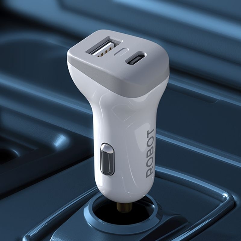 Jual ROBOT RT-C09 Car Charger Mobil Dual Port Type C & USB 2.4A ...