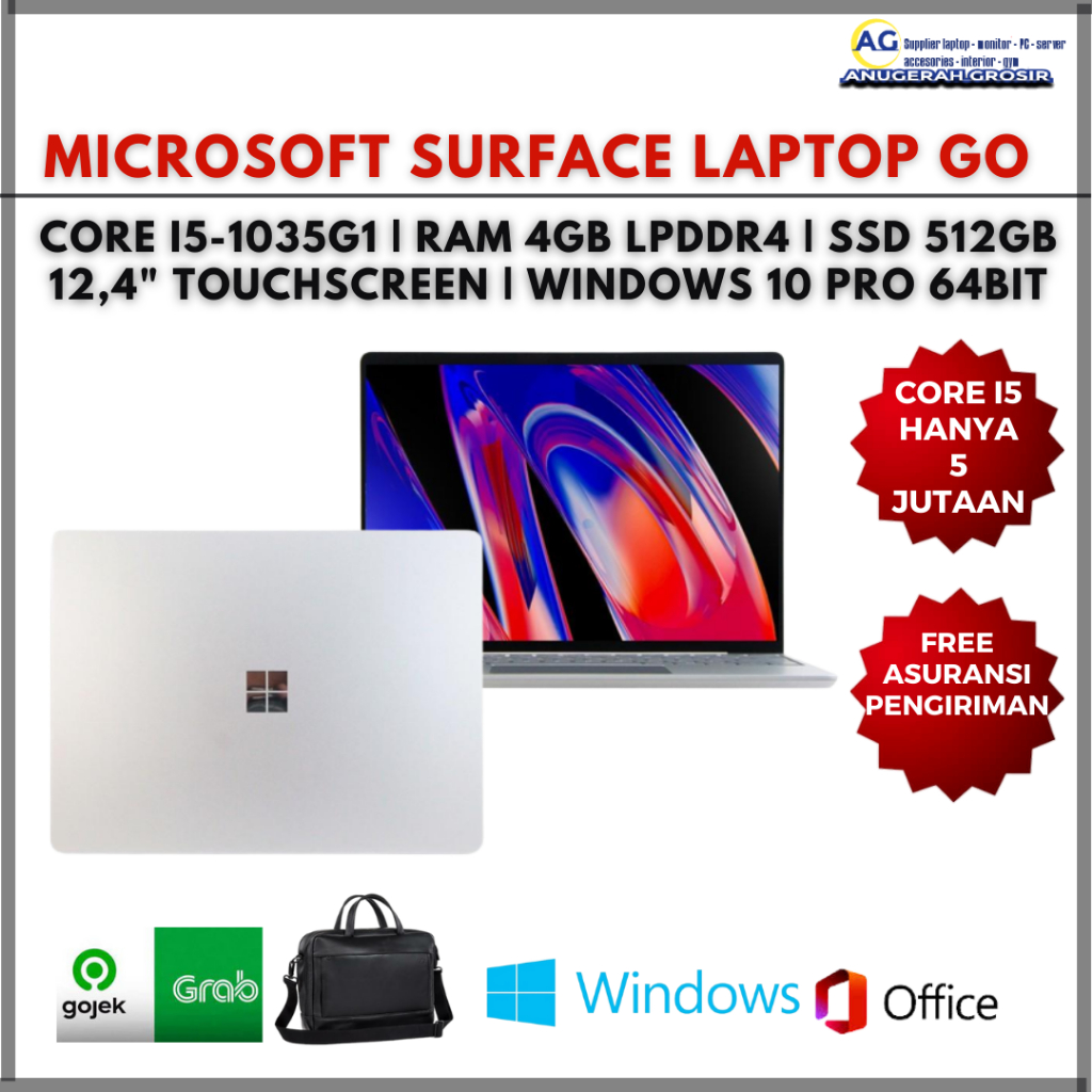 Jual Laptop core i5 harga 5 jutaan Microsoft surface go i5-1035G1 4gb ssd 512gb 12.4 ...