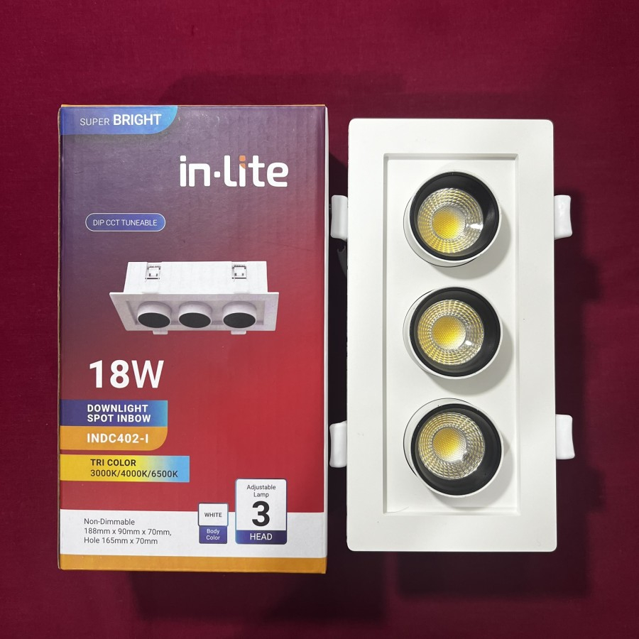 Jual INDC402 Lampu Downlight LED Spotlight Sorot IB Inbow 18w 3 Arah ...
