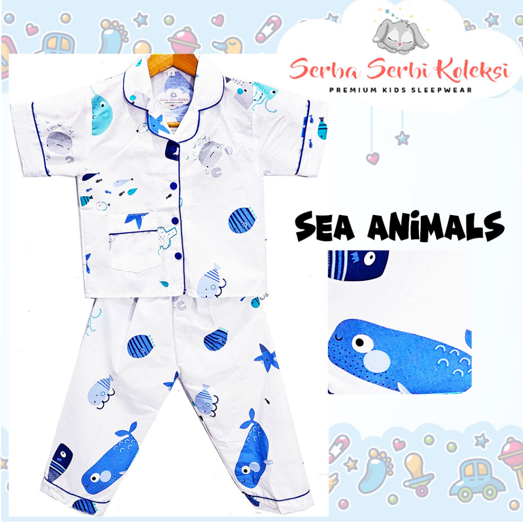 Jual PIYAMA ANAK motif Sea Animals KATUN PREMIUM /BAJU TIDUR ANAK - SA ...