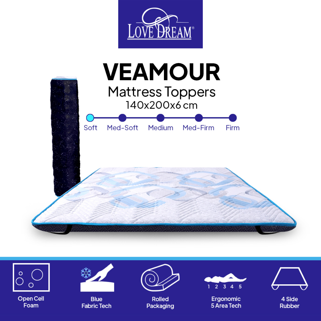 Jual Love Dream Veamour Mattress Topper 140x200x6 cm - Pillow Top Kasur ...