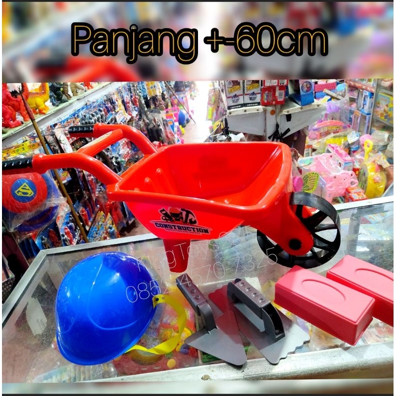 Jual Mainan Gerobak Pasir Besar Helm Sendok Semen Bata Jumbo Dorong ...