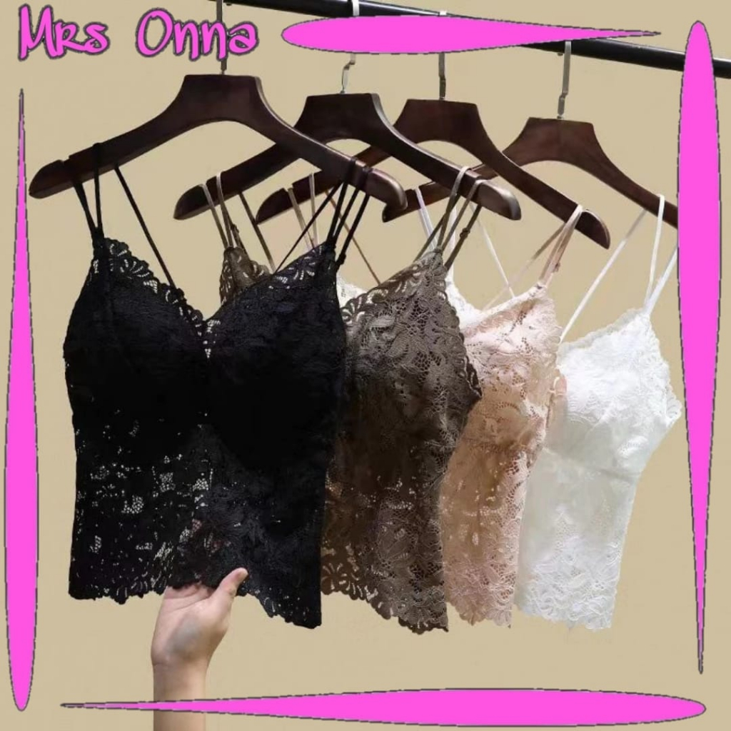 Jual ONNA BH Renda Cantik Pakaian Dalam Fashion Kamisol Padded Hiasan ...