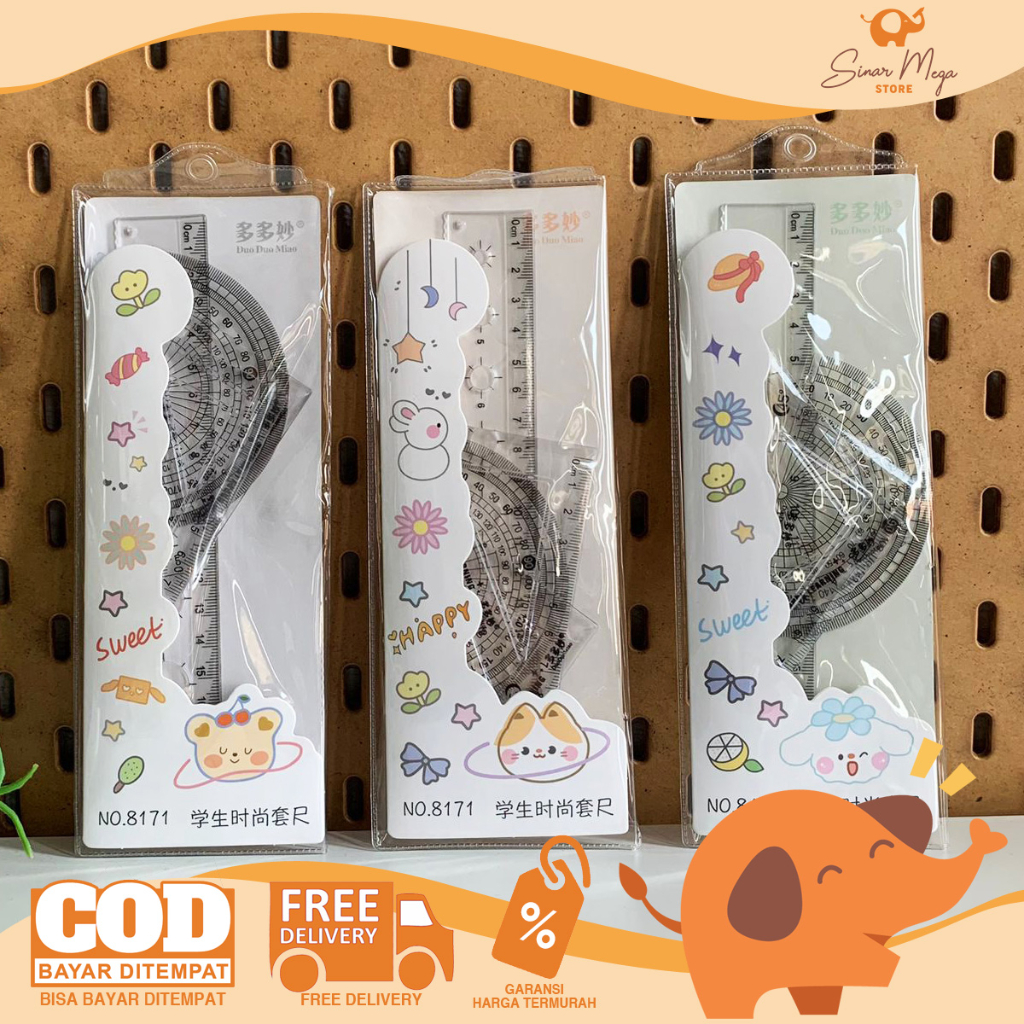 Jual Fancy Penggaris Set 20cm 8171 Alat Ukur Set / Student Math Set ...