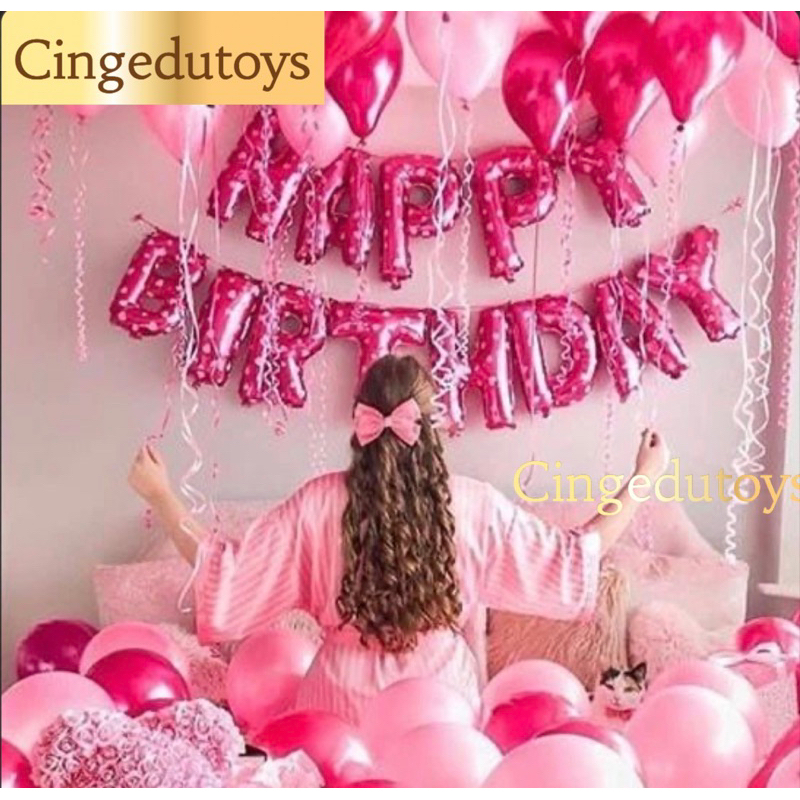 Jual Paket balon happy birthday tema pink pink tua 43pcs | Shopee Indonesia