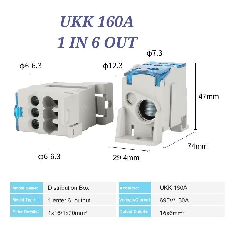 Jual Distribution Box Din Rail Terminal Block Junction Box 80A 125A 160A 250A 400A 500A Kotak ...
