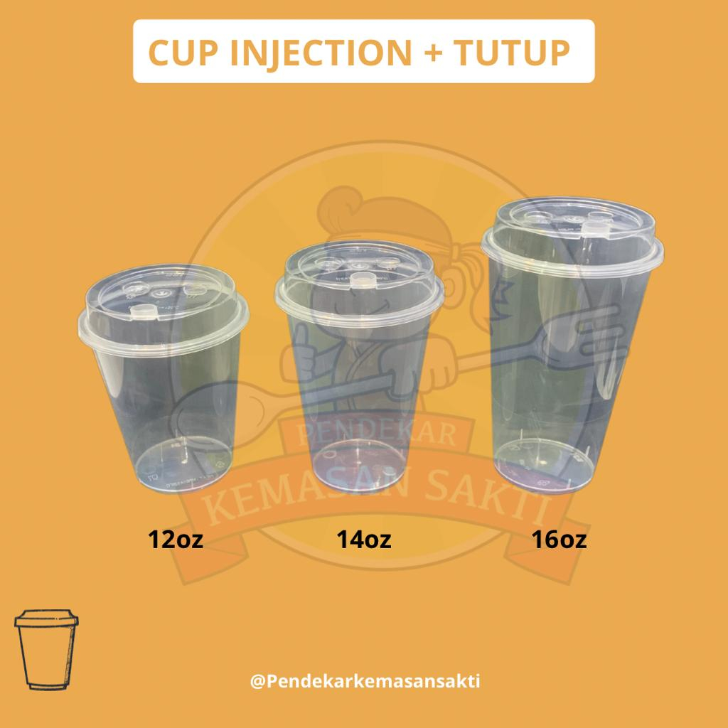 Jual Cup Injection + Tutup 12 14 16 oz Oval / Gelas Plastik Thinwall PP Tebal / Cup Boba Cheese ...