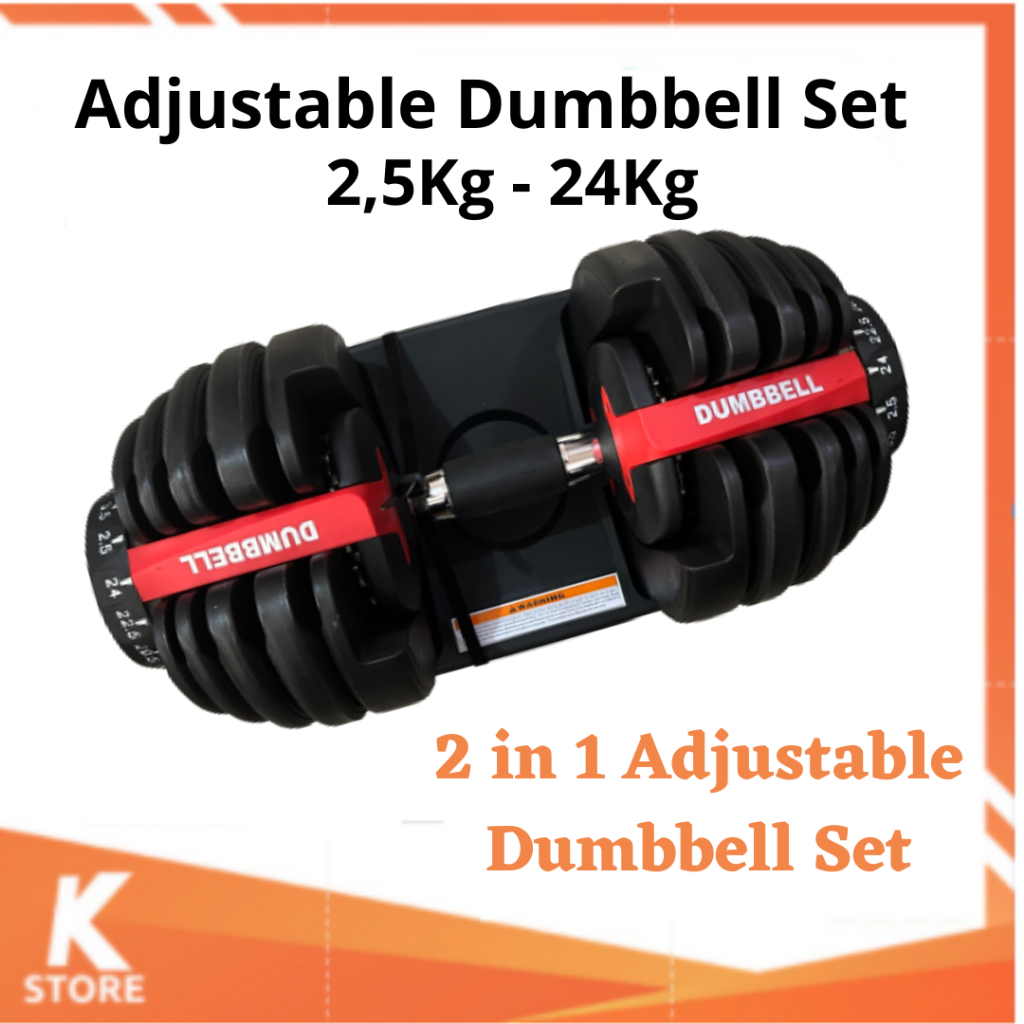 Jual Adjustable Dumbbell Set 24 KG Alat Fitness Gym Home | Shopee Indonesia