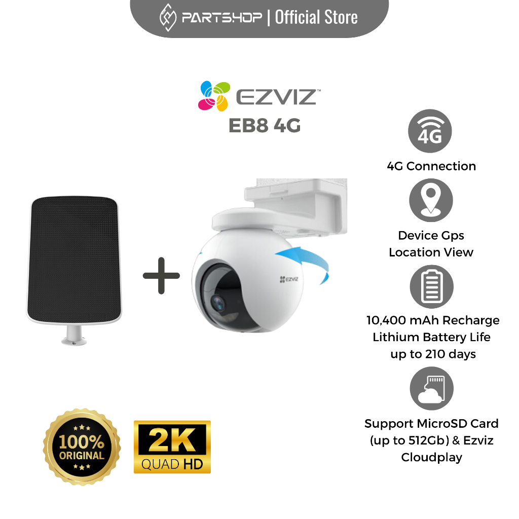 Jual Ezviz EB8 4G 2K Smart Home IP Camera Outdoor CCTV Mikro SD 60 fps | Shopee Indonesia