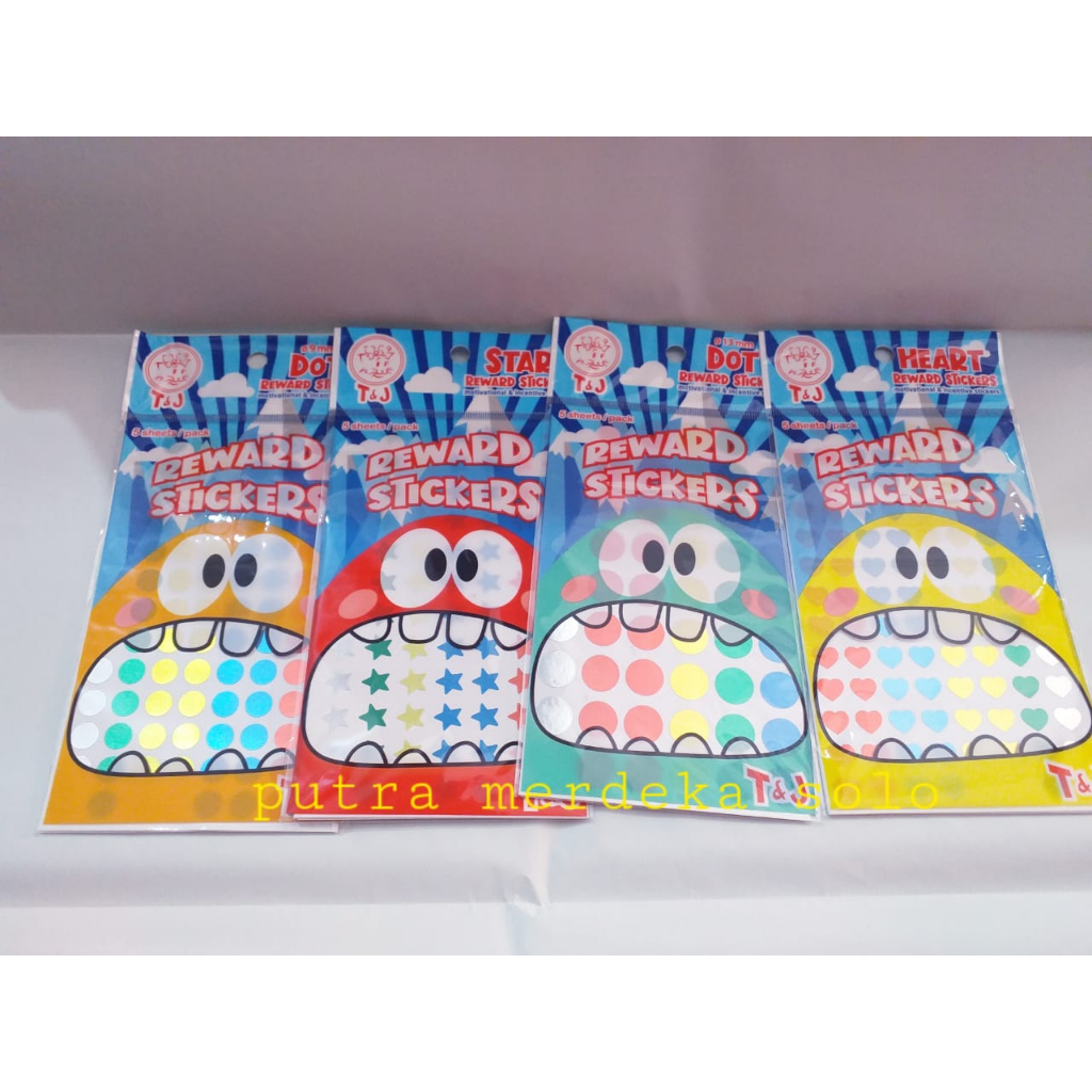 Jual TJ Reward Sticker , Label T&J , Sticker Reward Bintang Hati Dot ...