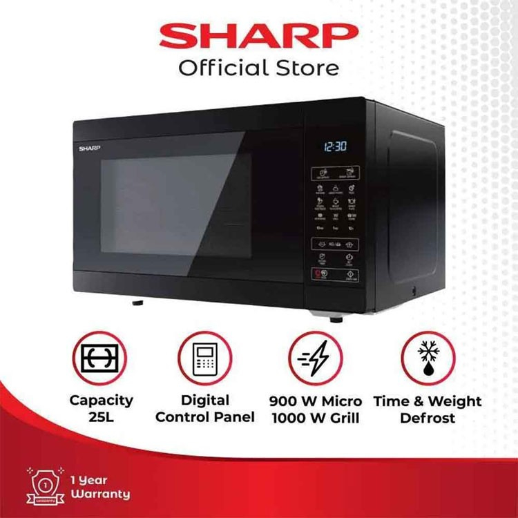 Jual MICROWAVE OVEN SHARP KAPASITAS 25 LITER R-725DA-BK GRILL GARANSI ...