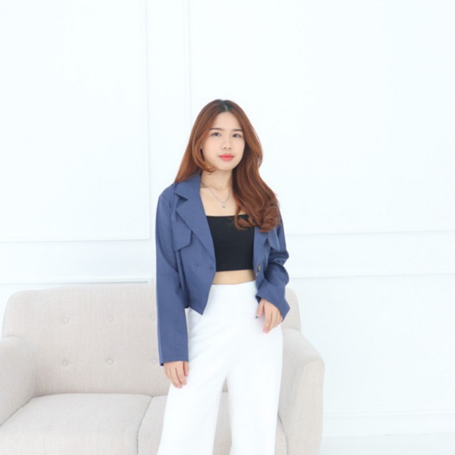 Jual CATALIN - Valerie Blazer (Crop Blazer Wanita/Korean Crop Blazer/Blazer Katun Outer Atasan ...