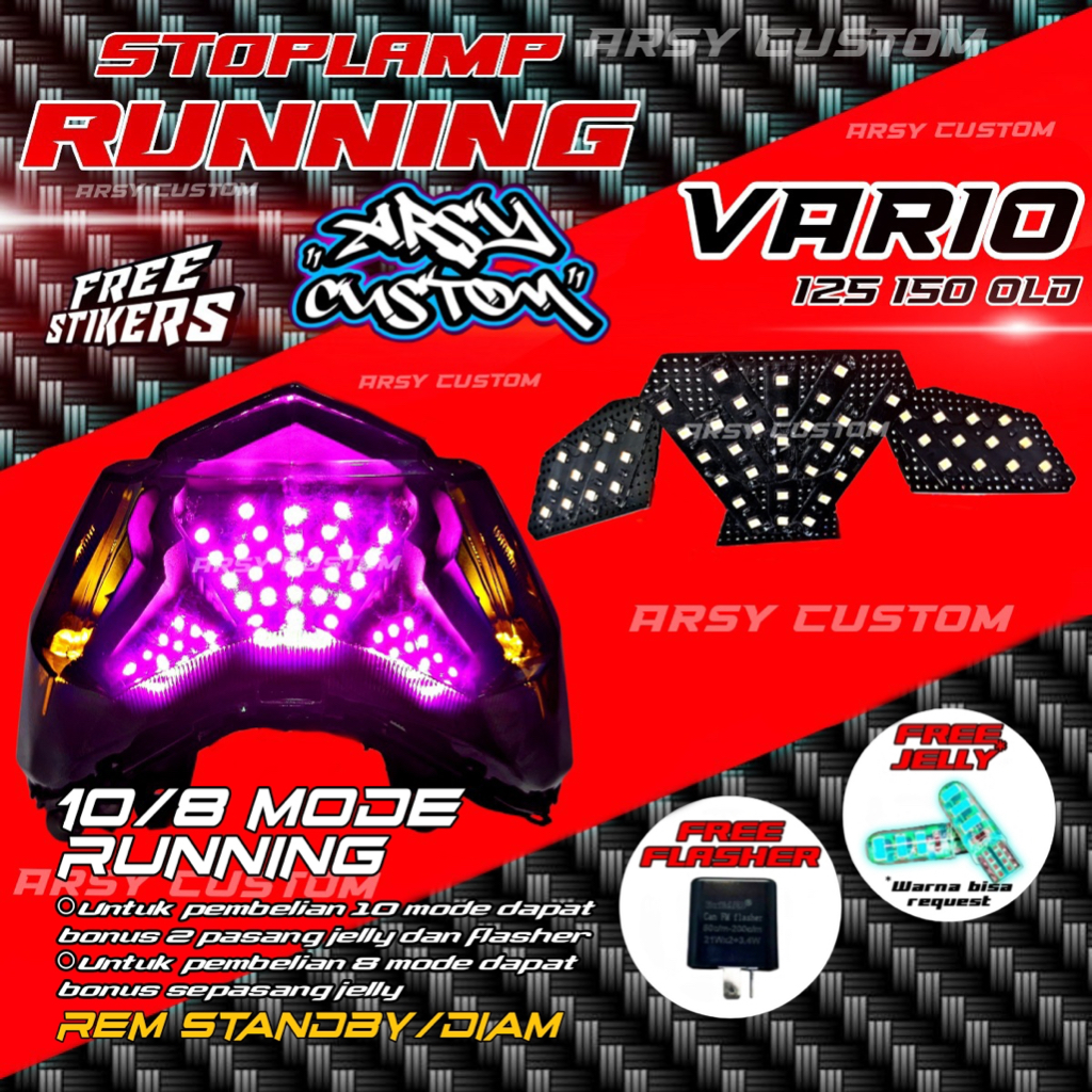 Jual Lampu Rem RUNNING VARIO LED Old 2015-2018 8 dan 10 Mode Otomatis ...