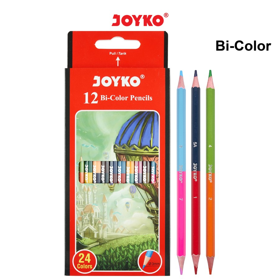 Jual Joyko Bi-Color Pencils Duo Color 2 Warna Per Pensil - 12 Bi-Colors ...